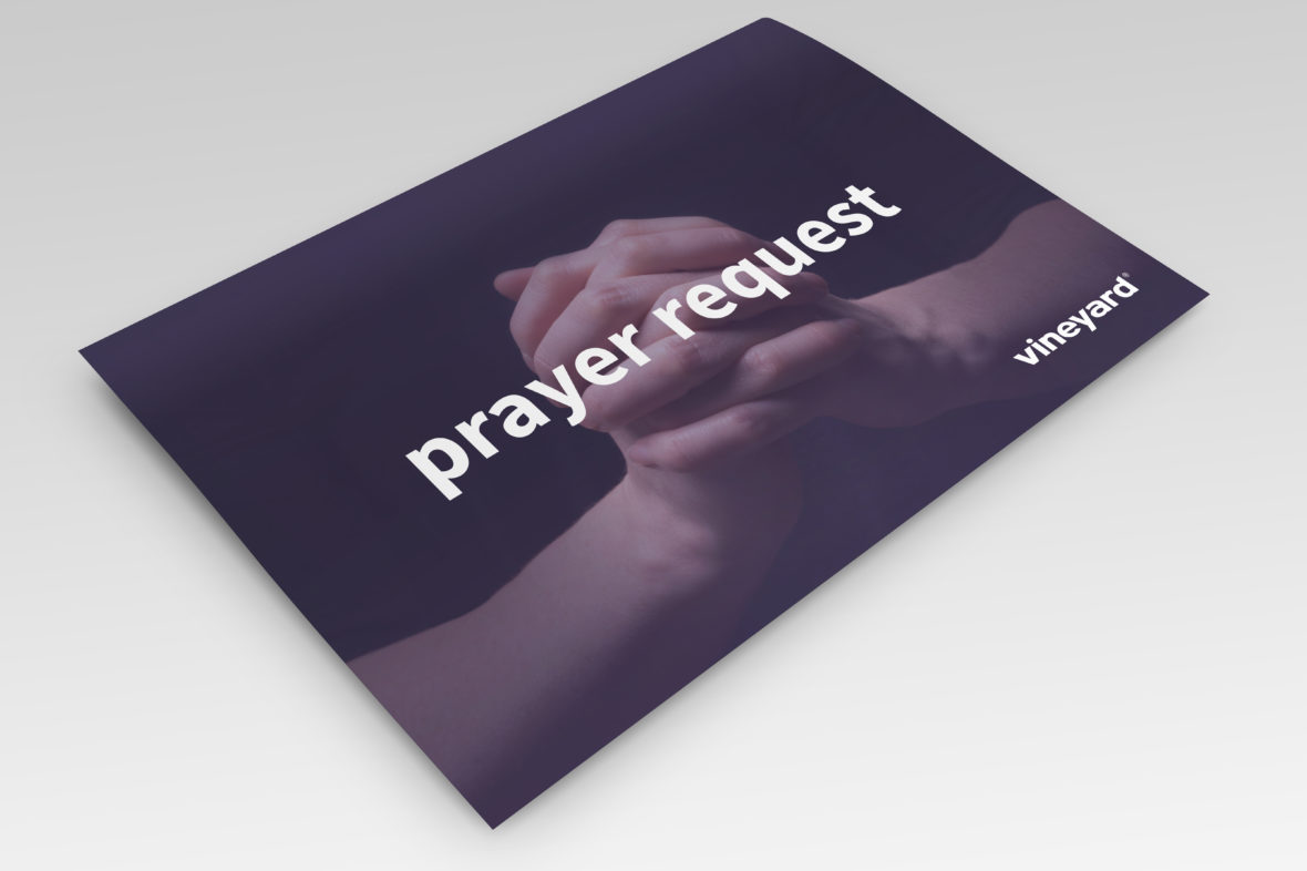 Prayer Request Postcards - Hands Folded (Purple) | Vineyard Digital